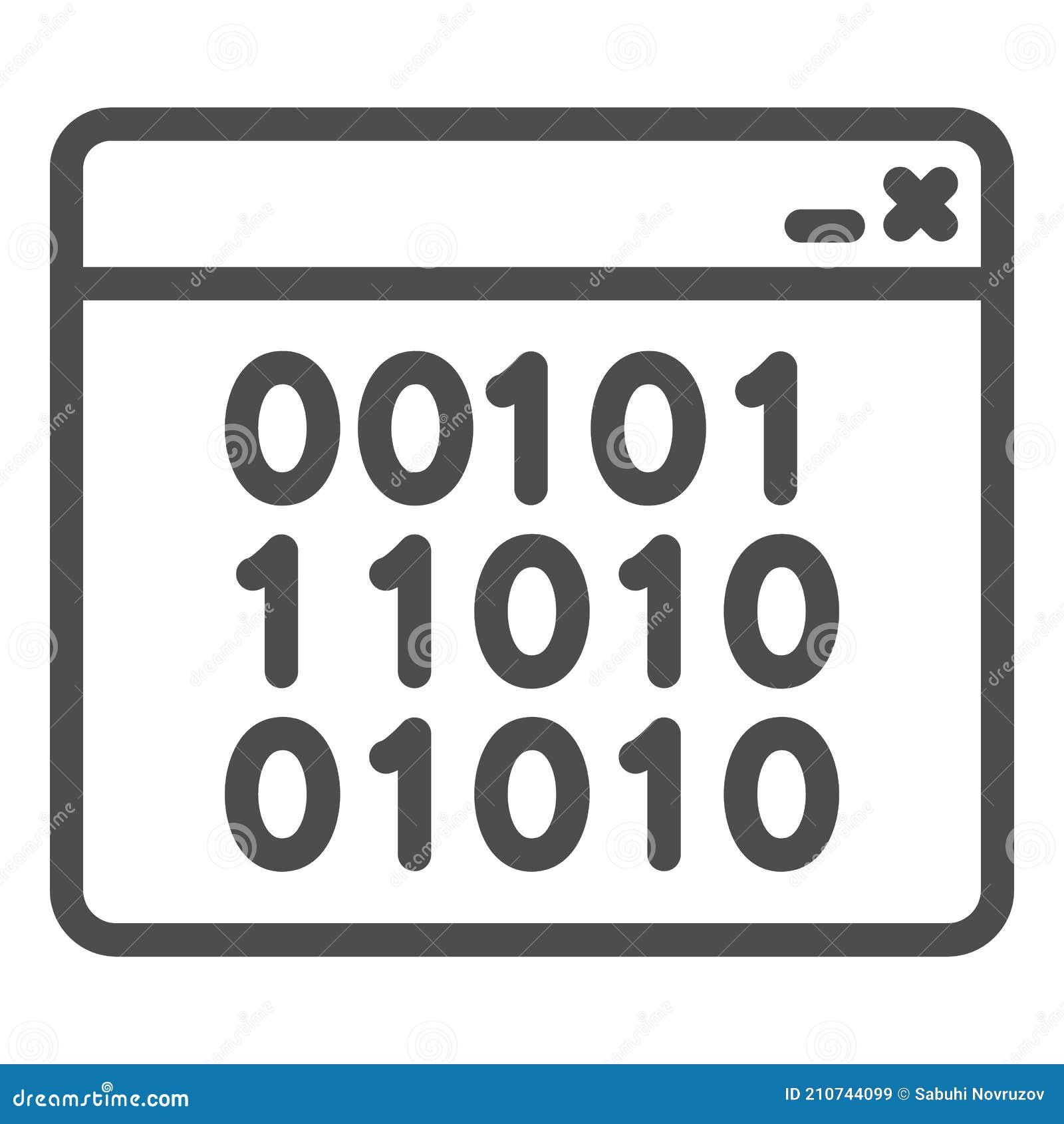 Binary Code on Web Page Line Icon, Web Security Concept, Binary Code on Screen Sign on White ...