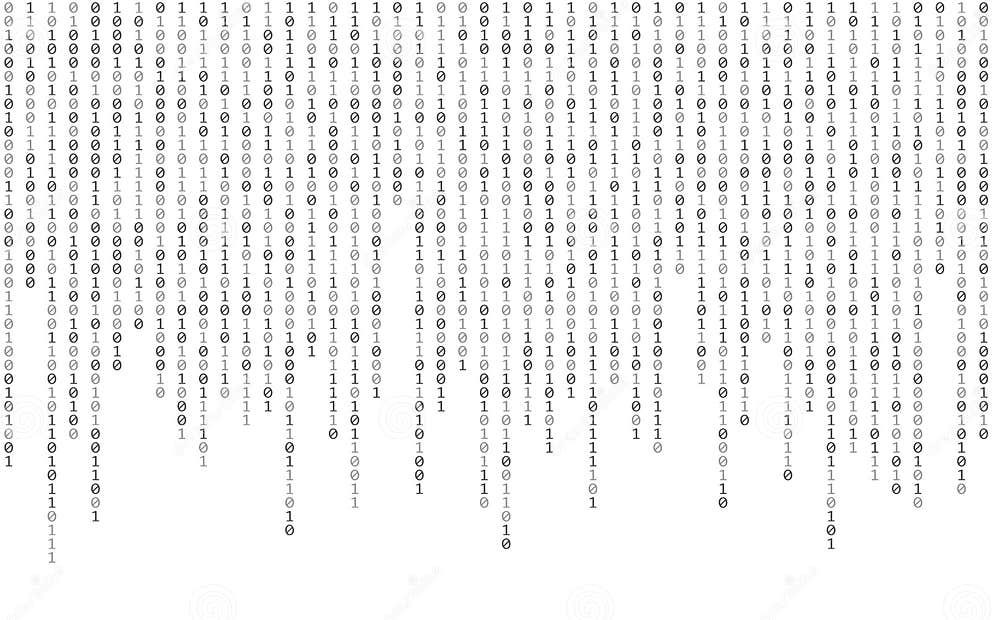 Binary Code on White Background. Running Digits Concept. Falling ...