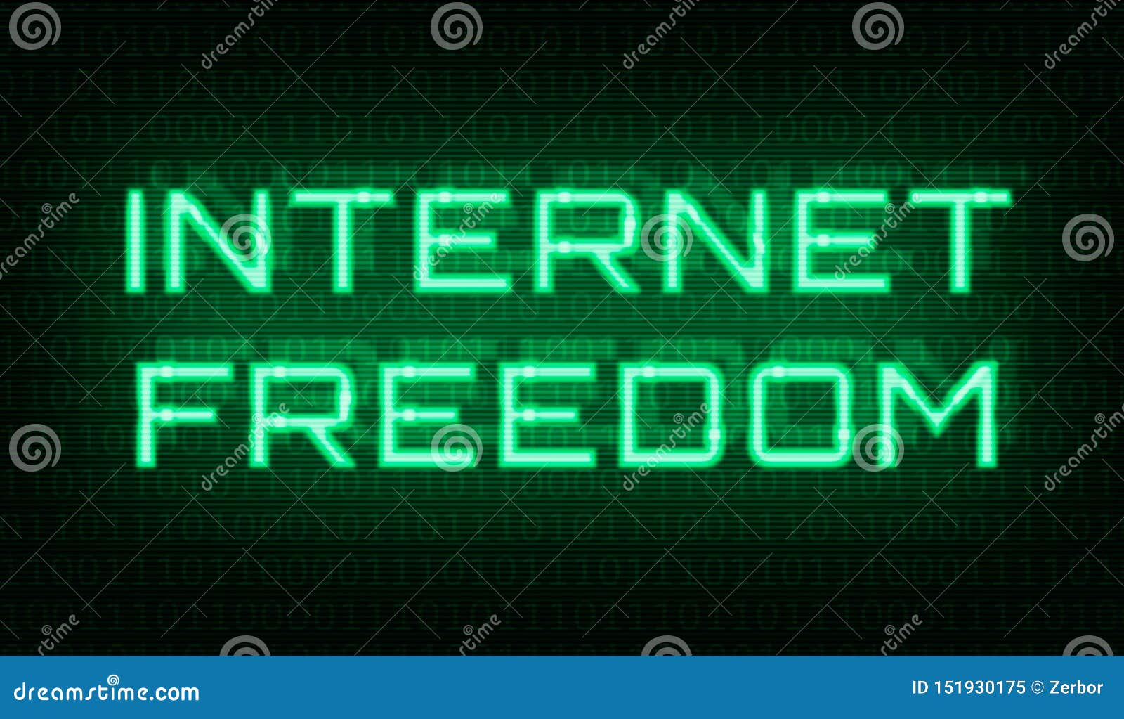 Binary Code with the Words Internet Freedom in the Center Stock ...