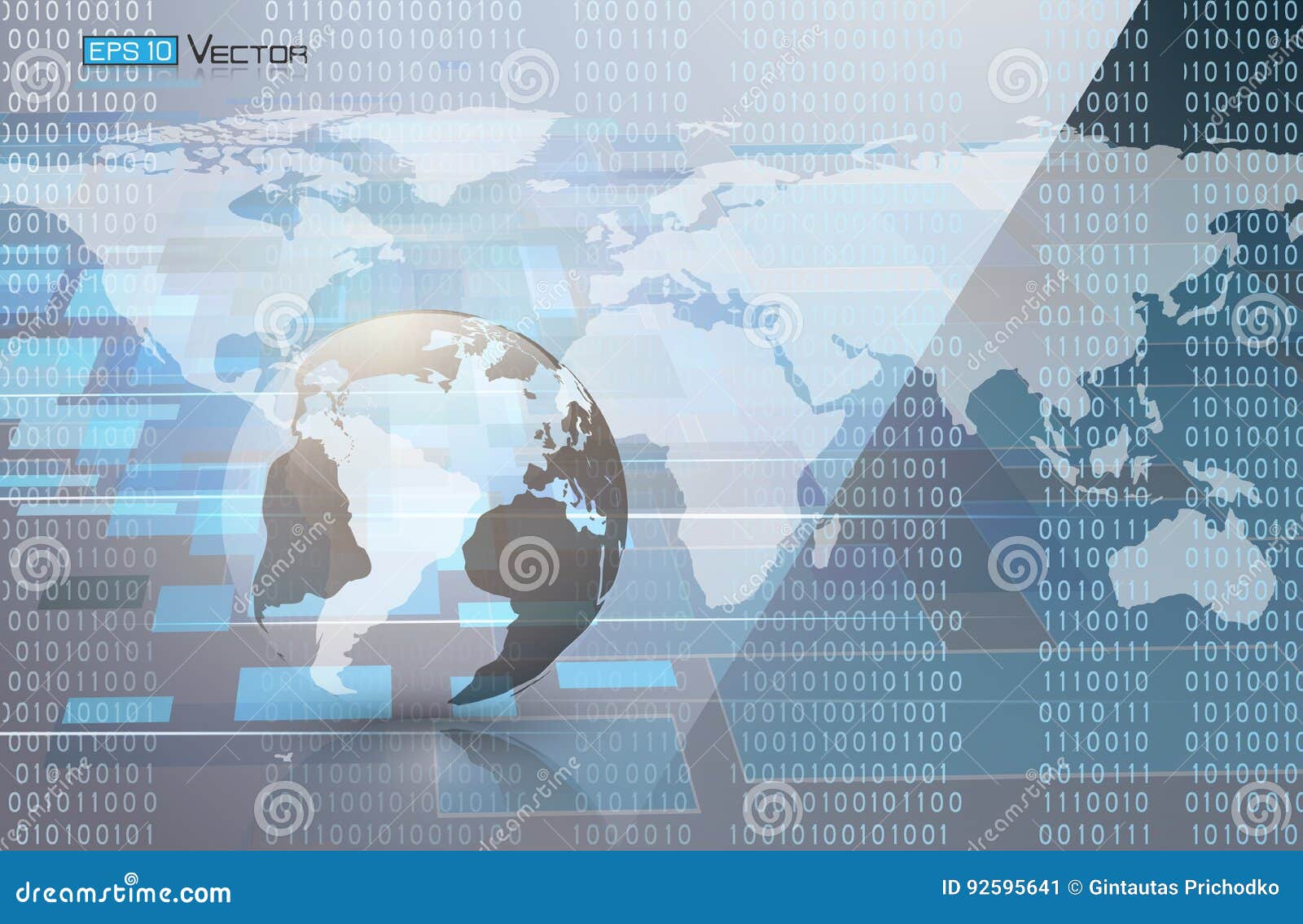 Binary Code And World Map 2 Stock Vector Illustration Of Abstract Binary 92595641