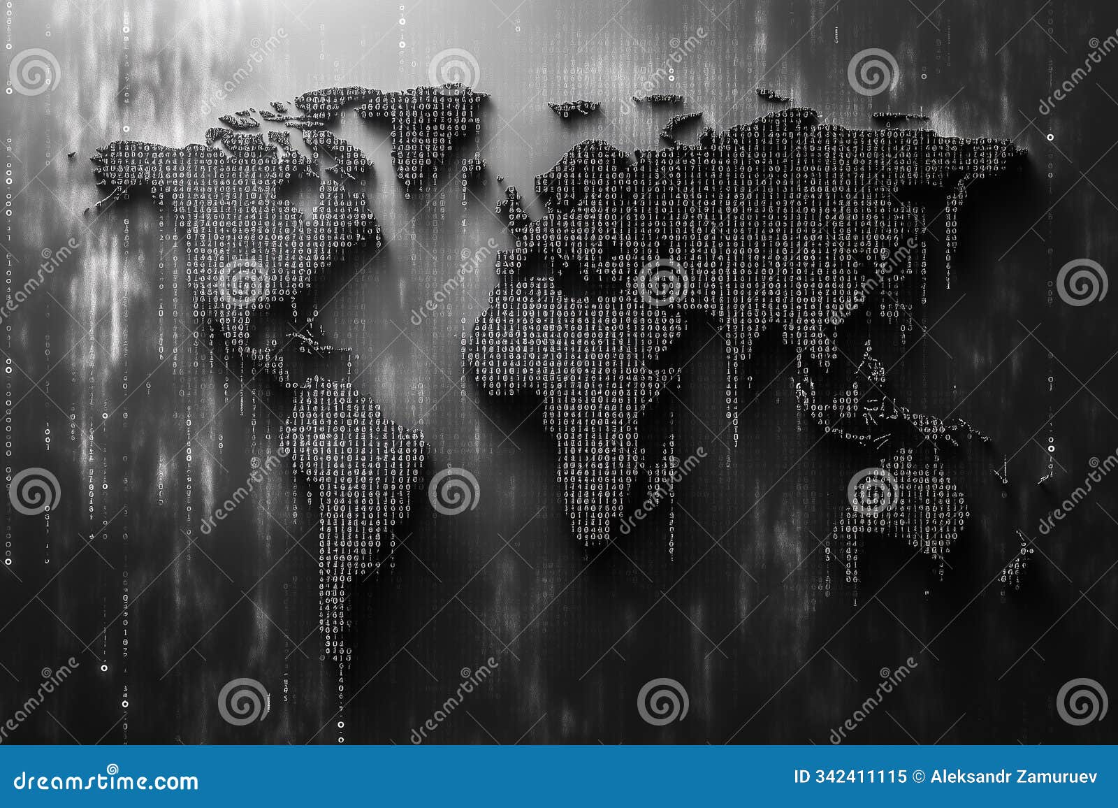 A Binary Code World Map Reflects The Intersection Of Technology And Global Communication In A