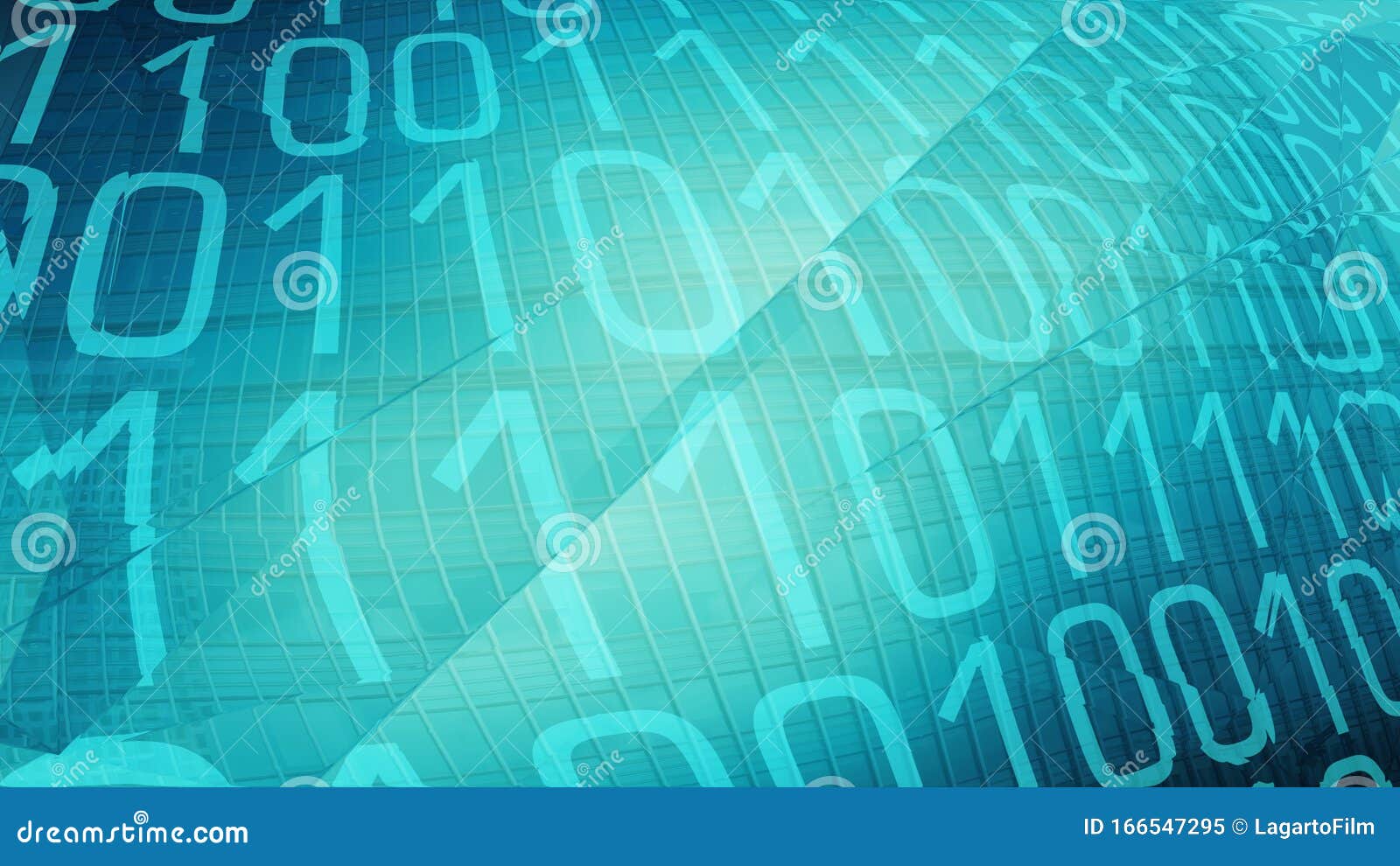 Binary Code Zeros Ones and Office Building, Cyber Business Concept ...