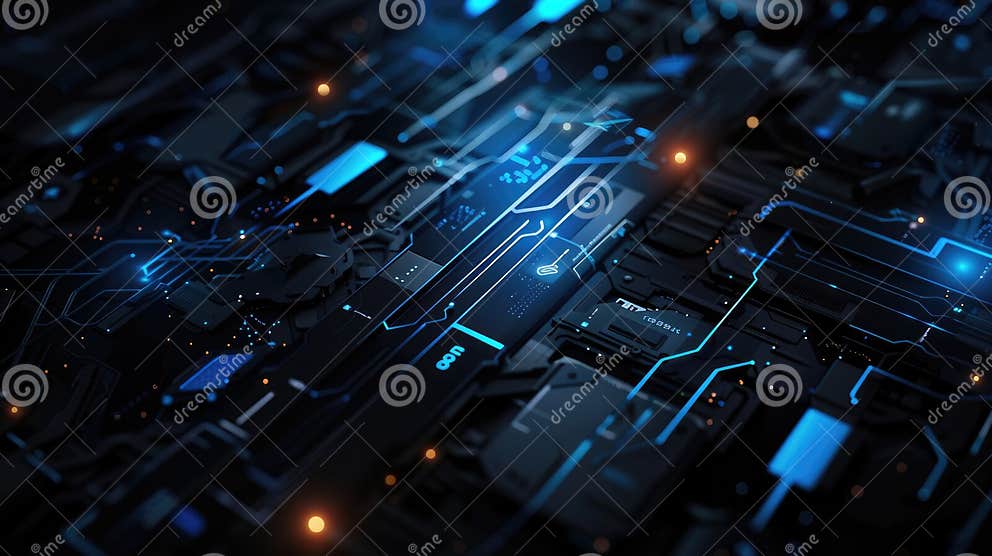 Binary Codes with Glowing Blue Digits. Technology and Data Concept ...