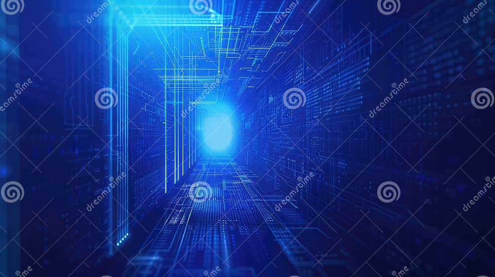 Binary Codes with Glowing Blue Digits. Technology and Data Concept ...