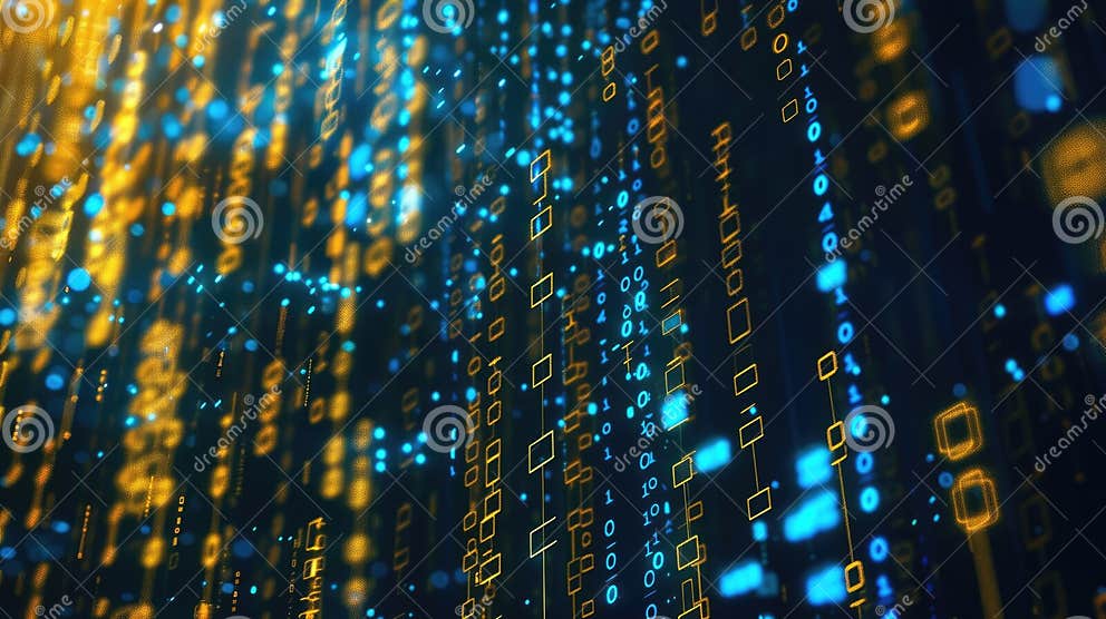 Binary Codes With Glowing Blue Digits Technology And Data Concept