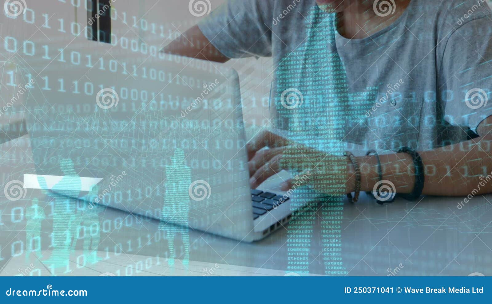 Binary Coding Data Processing Against Caucasian Boy Using Laptop in Class at School Stock Video ...