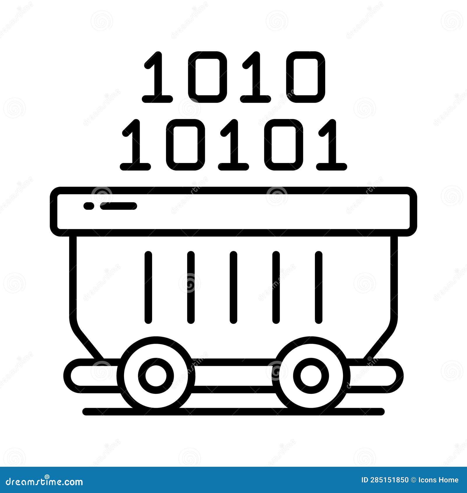 Binary Coding Inside A Wheelbarrow Denoting Concept Icon Of Data Mining Stock Vector