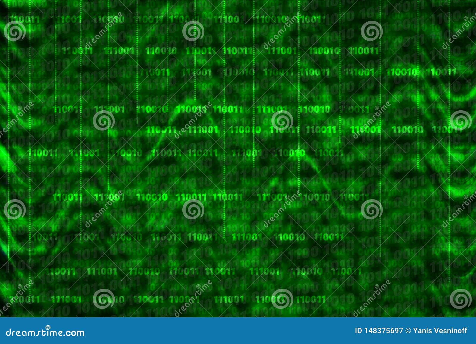 Binary Computer Code on the Abstract Background with Waves Stock Illustration - Illustration of ...