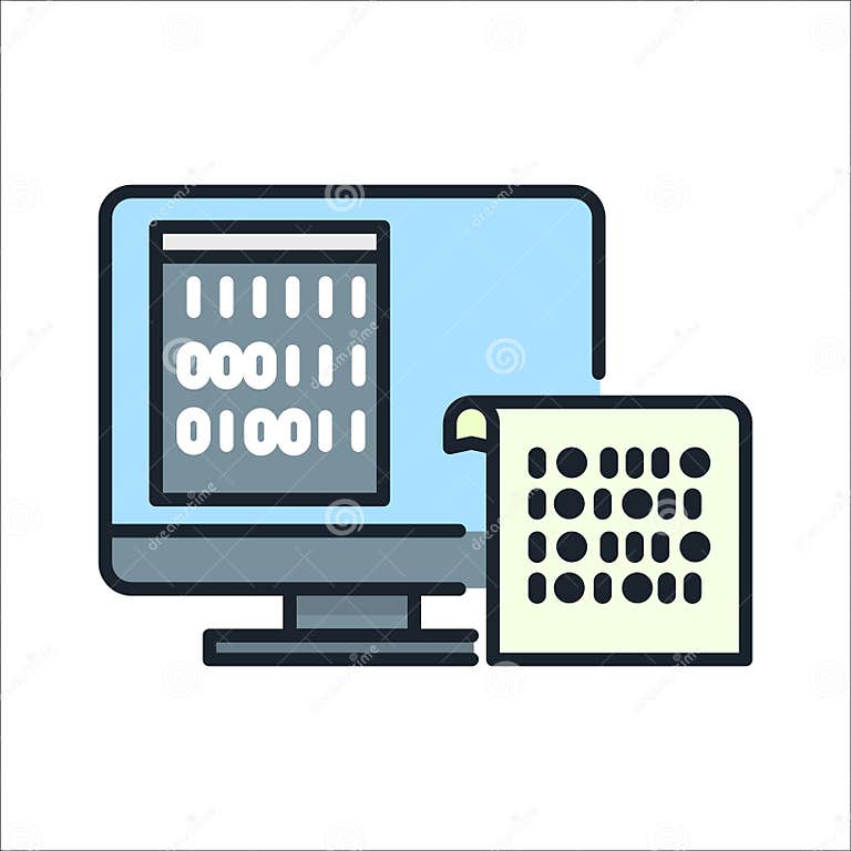 Binary Code Algorithm Color Icon Illustration Design Stock Vector ...
