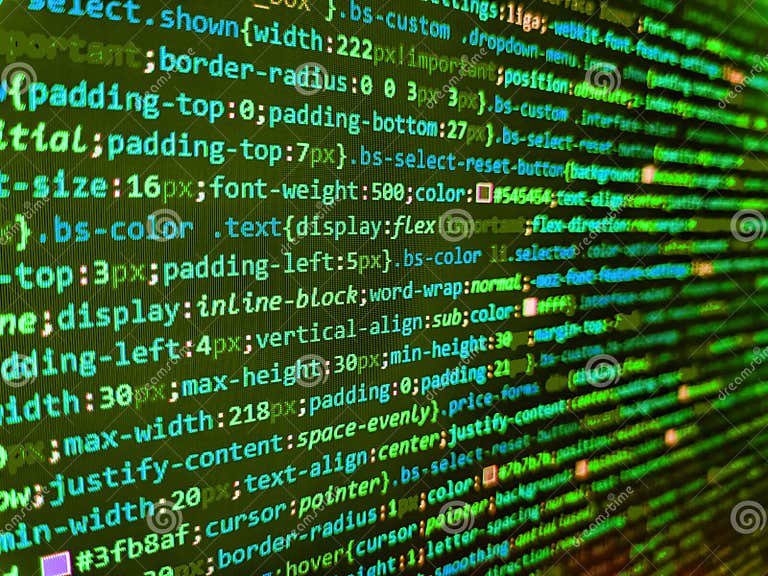 Binary Computer Code Background, Abstract. Web Developer Programmer Monitor Screen Display ...