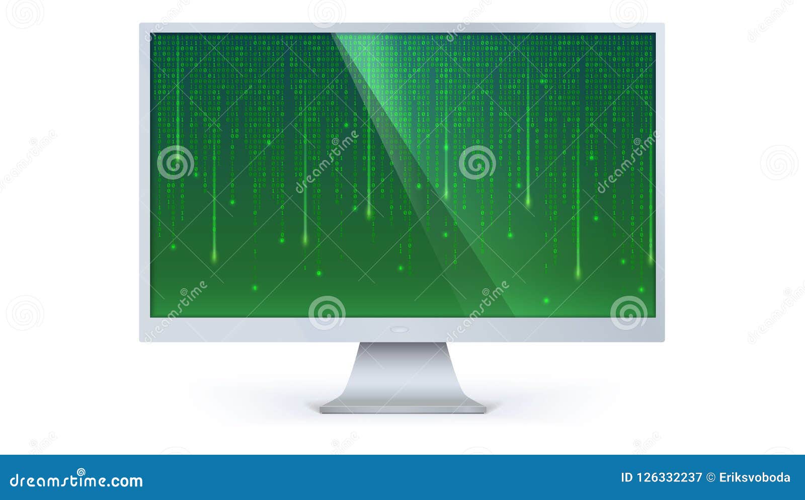 Binary Computer Code of Matrix on Computer Screen Isolated on White ...