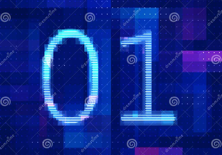 01 Binary Computer Code on the Screen on Monitor Computer Technology ...