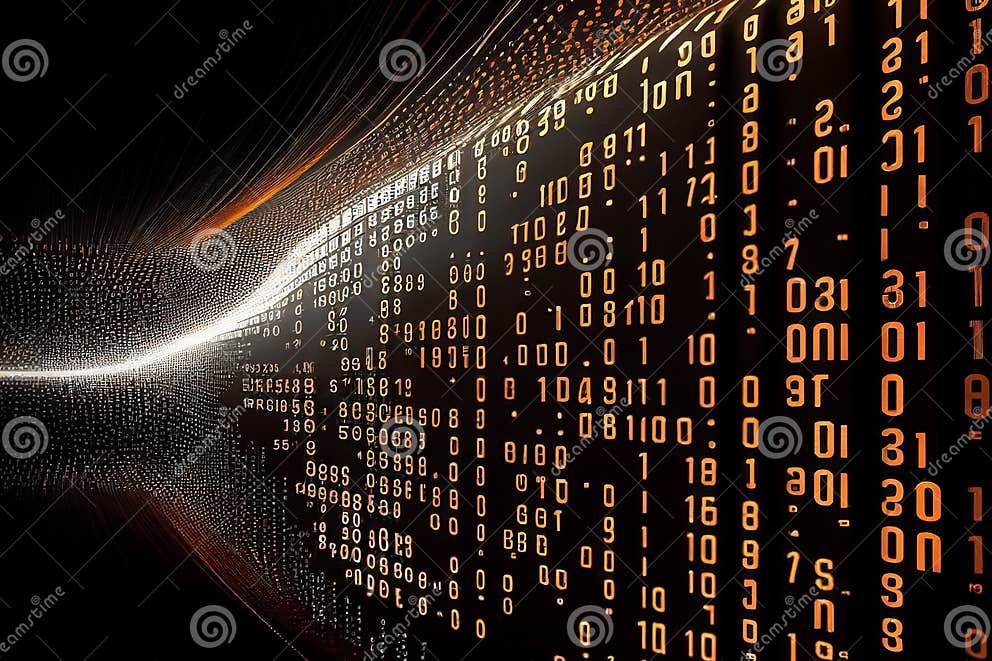 Binary Computer Matrix Code Data Stream Abstract Background Stock Illustration - Illustration of ...