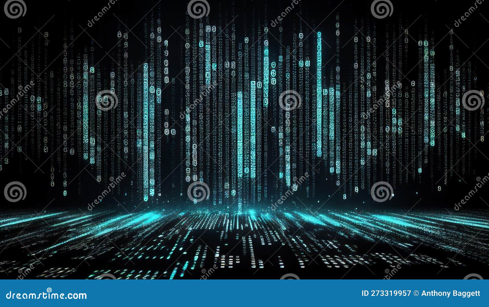 Binary Computer Matrix Code Data Stream Abstract Background Stock Illustration - Illustration of ...