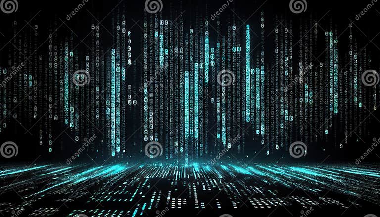 Binary Computer Matrix Code Data Stream Abstract Background Stock Illustration - Illustration of ...