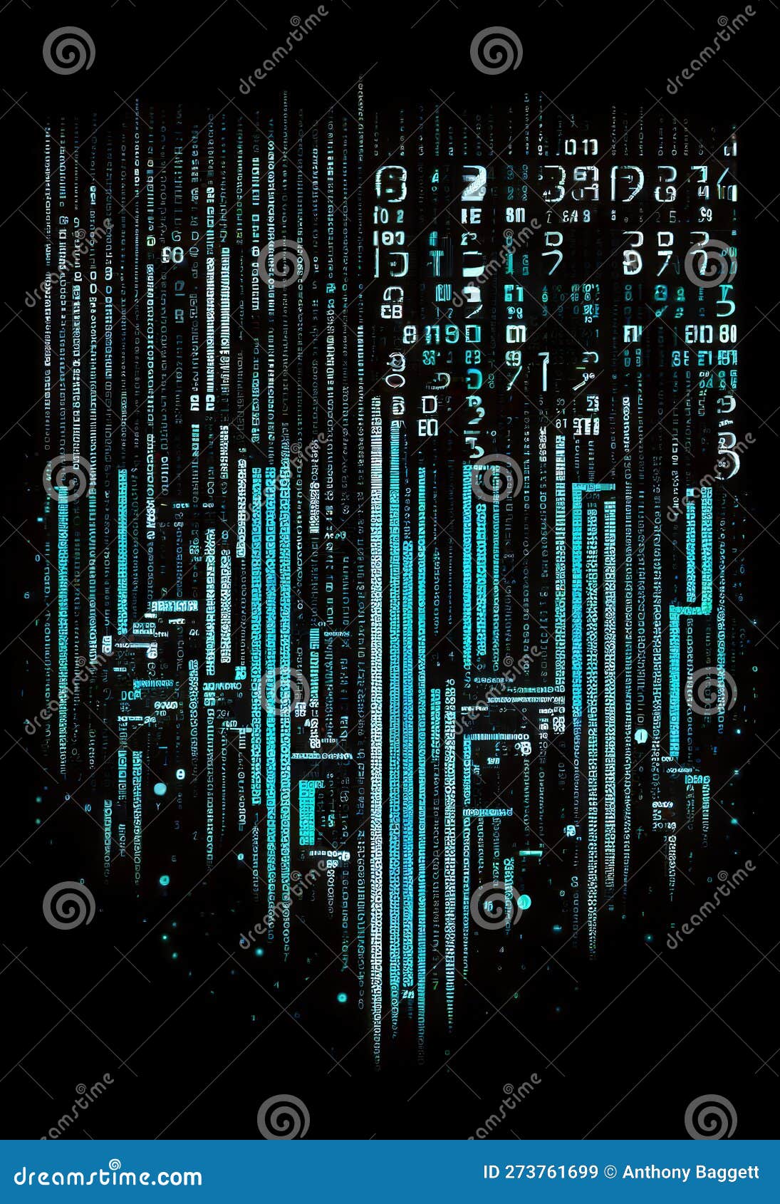 Binary Computer Matrix Code Data Stream Abstract Background Showing a Coding Transmission Over ...