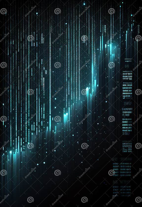 Binary Computer Matrix Code Data Stream Abstract Background Showing a Coding Transmission Over ...