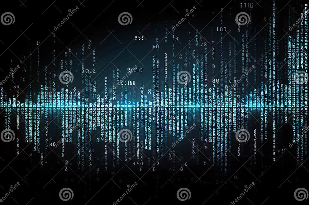 Binary Computer Matrix Code Data Stream Abstract Background Showing a Coding Transmission Over ...