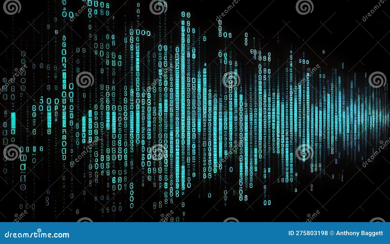 Binary Computer Matrix Code Data Stream Abstract Background Stock Illustration - Illustration of ...