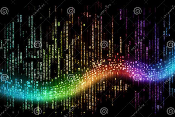 Binary Computer Matrix Code Data Stream Abstract Background Stock Illustration - Illustration of ...