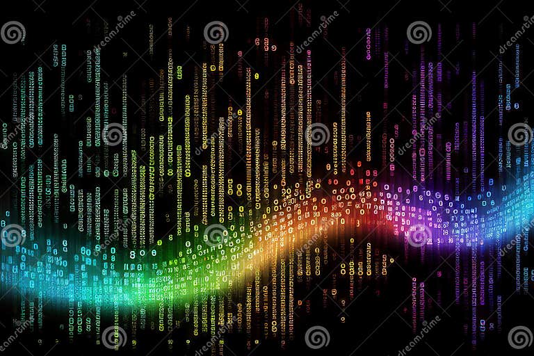 Binary Computer Matrix Code Data Stream Abstract Background Stock Illustration - Illustration of ...