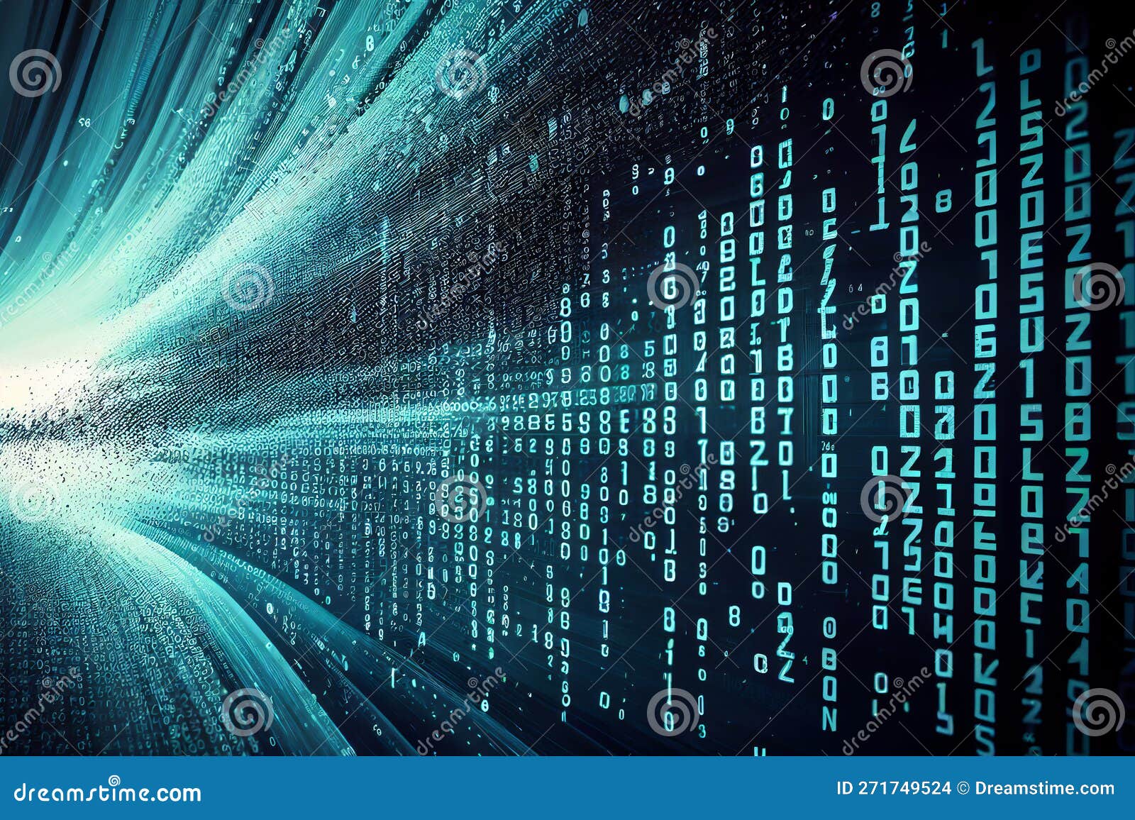 Binary Computer Matrix Code Data Stream Abstract Background Showing a Coding Transmission Over ...