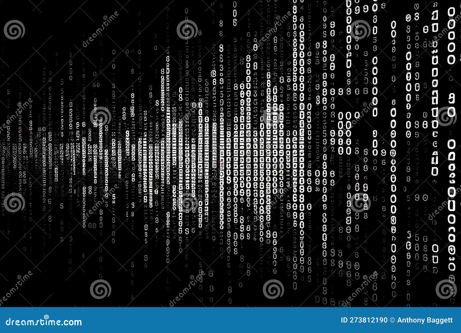 Binary Computer Matrix Code Data Stream Abstract Background Showing a Coding Transmission Over ...