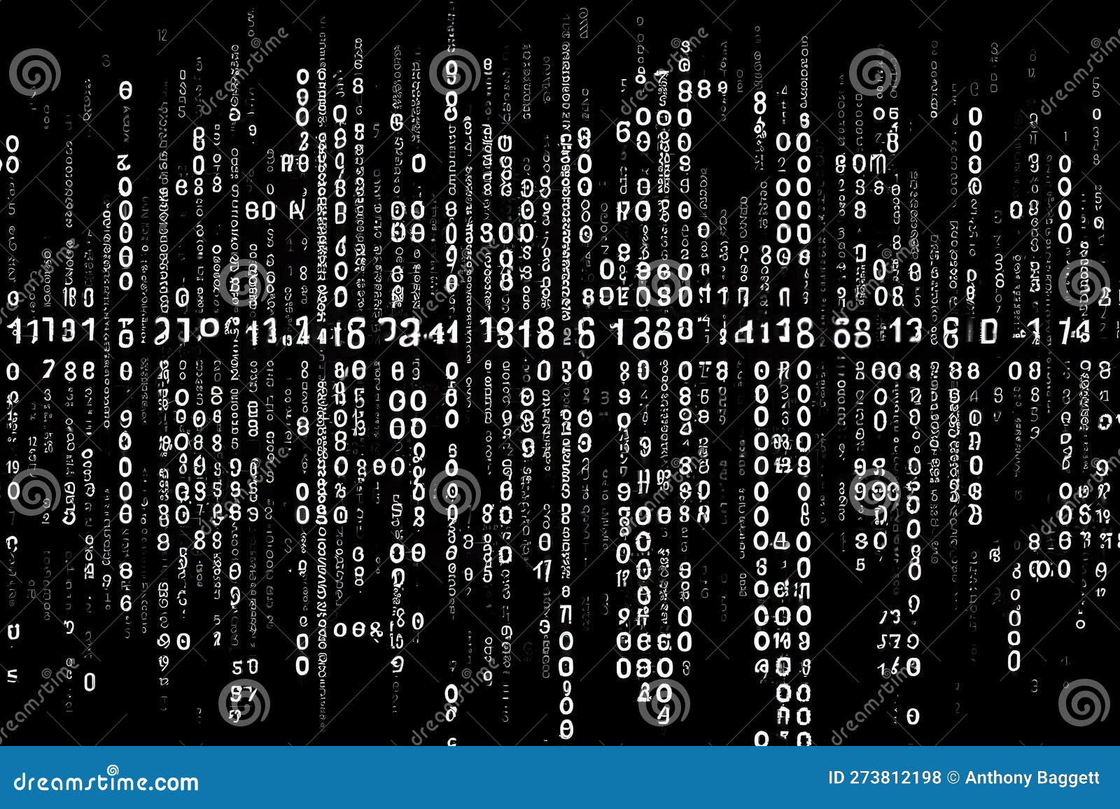 Binary Computer Matrix Code Data Stream Abstract Background Showing a Coding Transmission Over ...