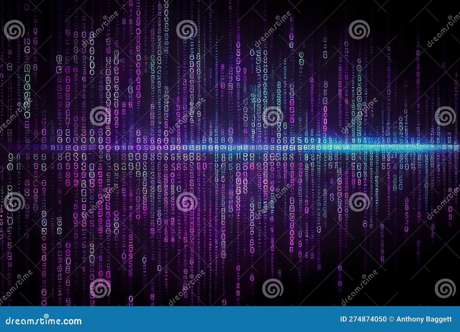 Binary Computer Matrix Code Data Stream Background Stock Illustration - Illustration of transfer ...