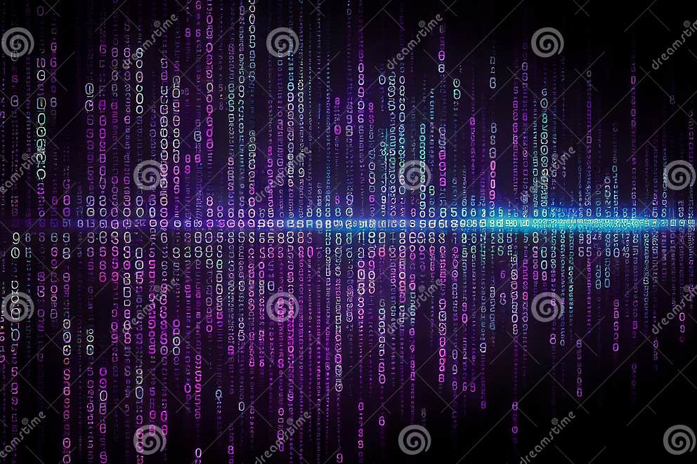 Binary Computer Matrix Code Data Stream Background Stock Illustration ...