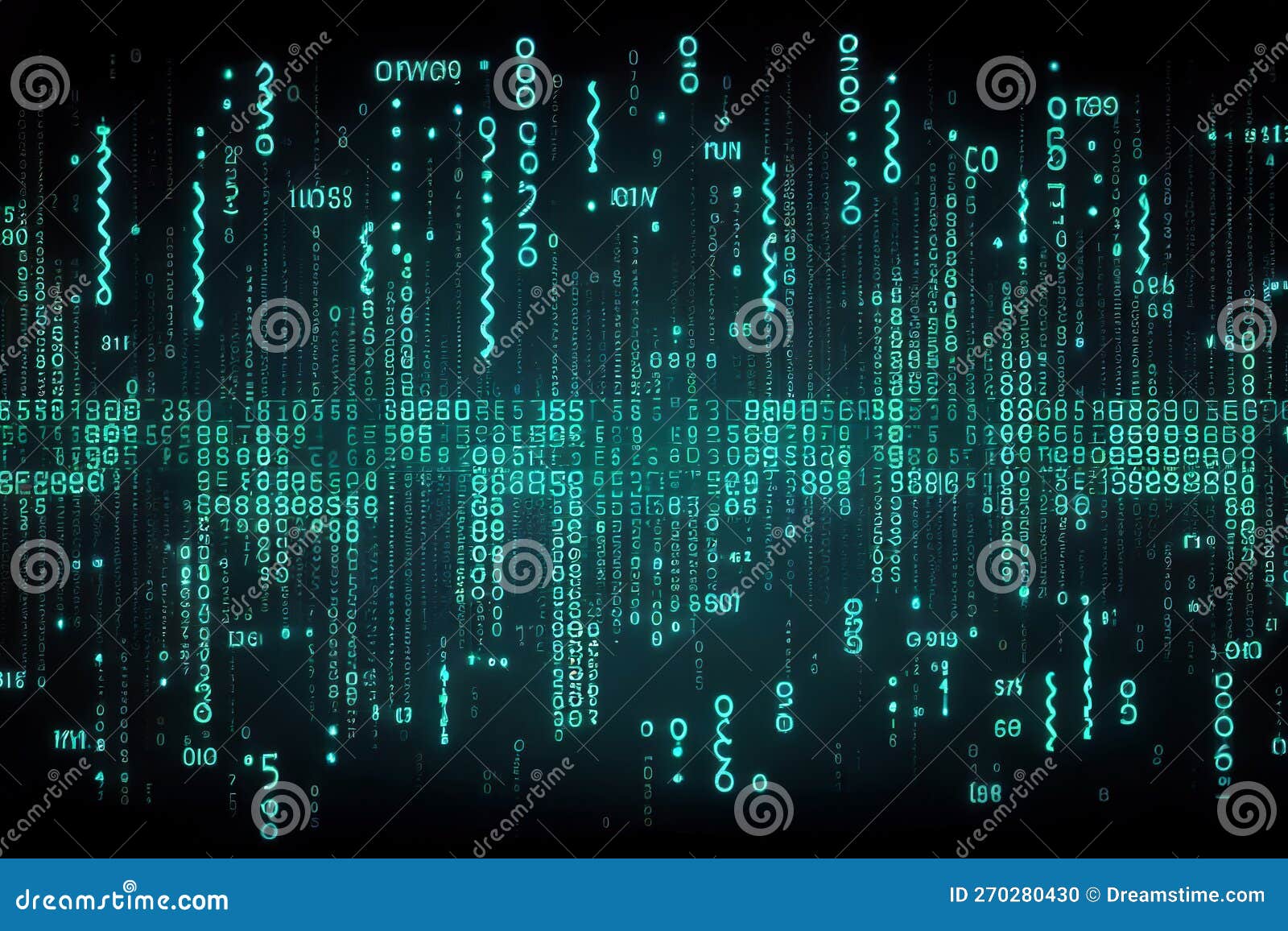 Binary Computer Matrix Code Data Stream Background Stock Illustration - Illustration of ...