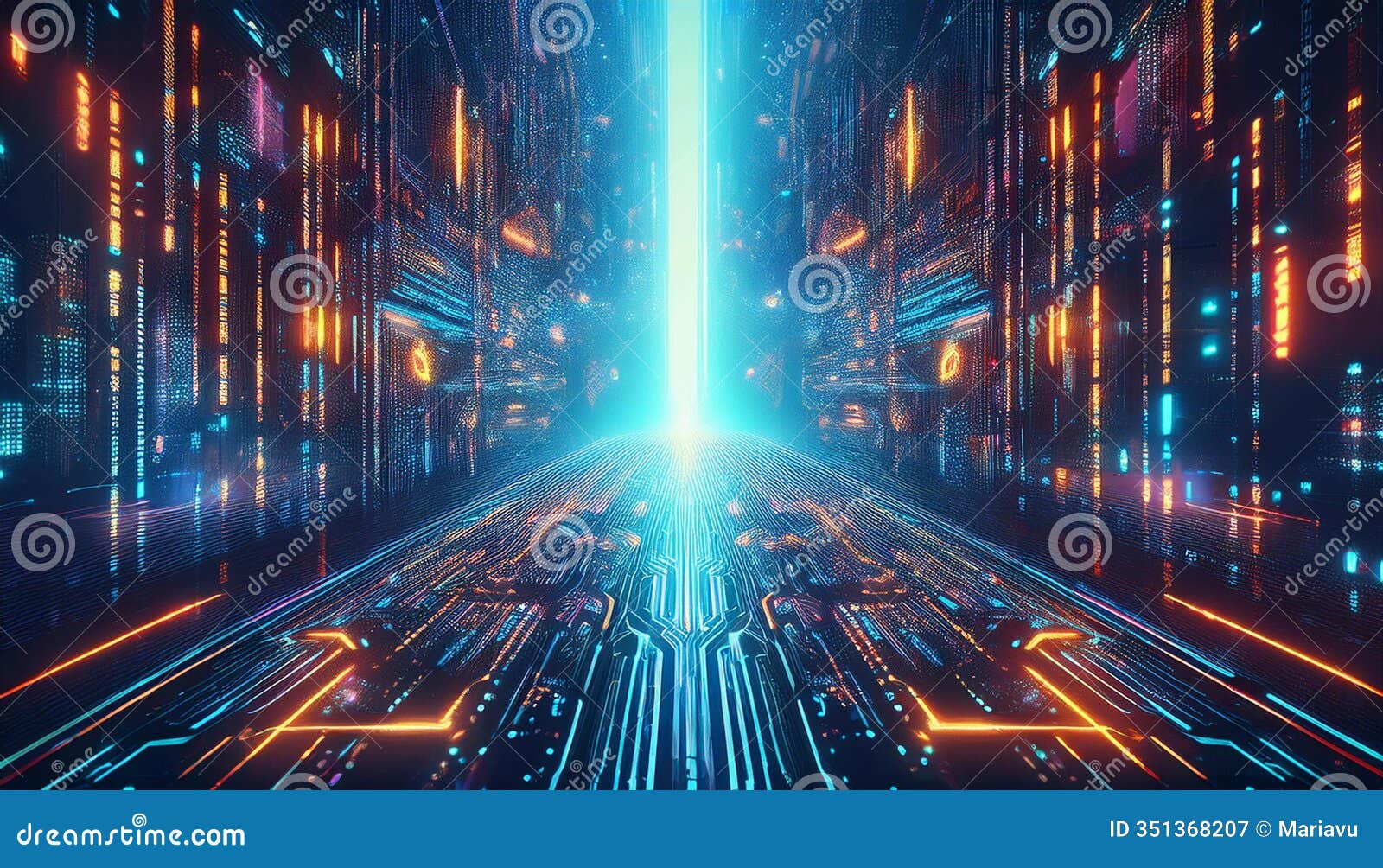 High Tech Cyber Space Binary Codes Background with Lights Stock ...