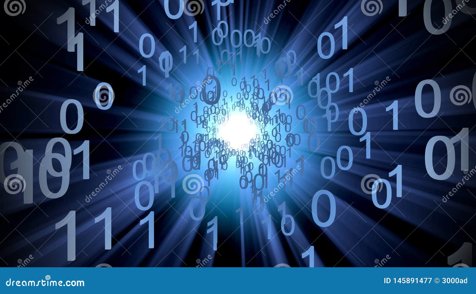 Binary Data Abstract with a Cyberspace Tunnel Stock Illustration ...