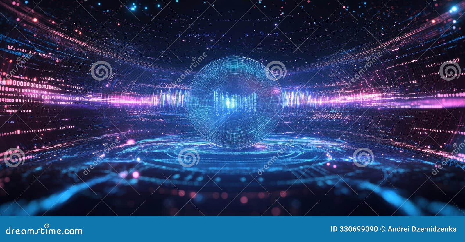 Binary Data Code Computing or Transmission Process, Internet Data Transmission, Background in ...