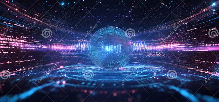 Binary Data Code Computing or Transmission Process, Internet Data Transmission, Background in ...