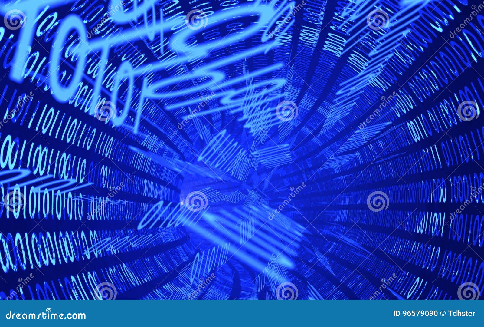 Binary Data Flow Fiber Optic Channel 3d Illustration Stock Illustration ...