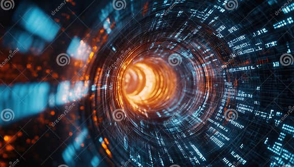 Binary Data Flow Tunnel A Virtual Warp For Coding Programming And Hacking In Abstract
