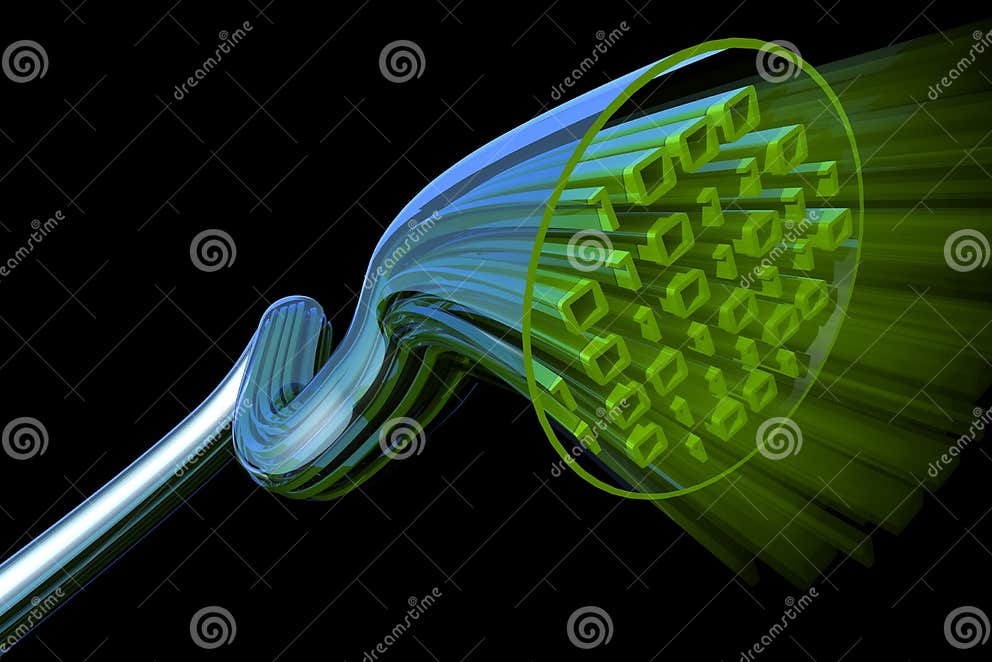 Binary Data Flowing through Optical Wire Stock Illustration ...