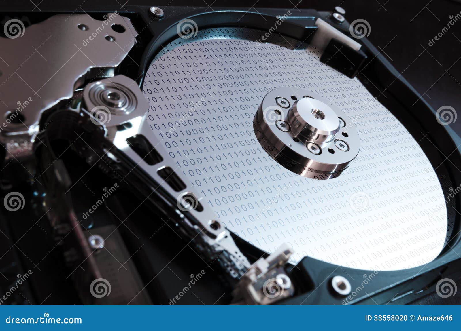 Binary data on hard drive stock photo. Image of electronics - 33558020