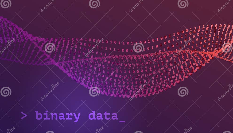 Binary Data Representation. Colorful Conceptual Wave of Ones and Zeroes ...