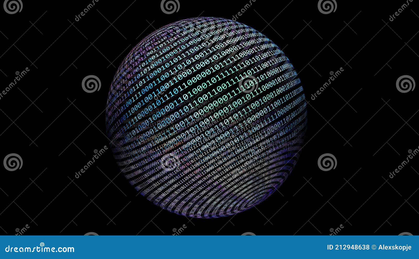 Binary Data on Rotating Sphere Concept 3d Illustration Stock ...