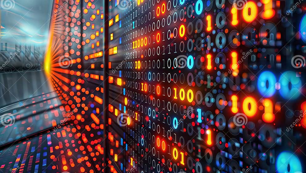 Binary Data Visualization Glowing Binary Code And Circuit Patterns Generative Ai Stock