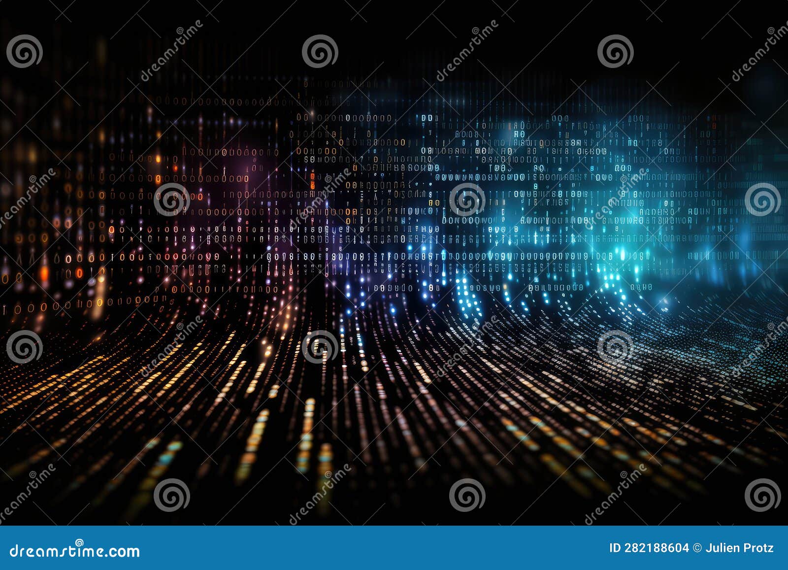 Binary Data Visualization Hi-tech Background, AI Stock Illustration - Illustration of science ...
