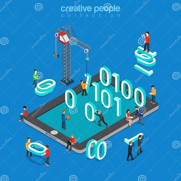 Binary Data Zero One Code Programming Flat Isometric Vector 3d Stock ...