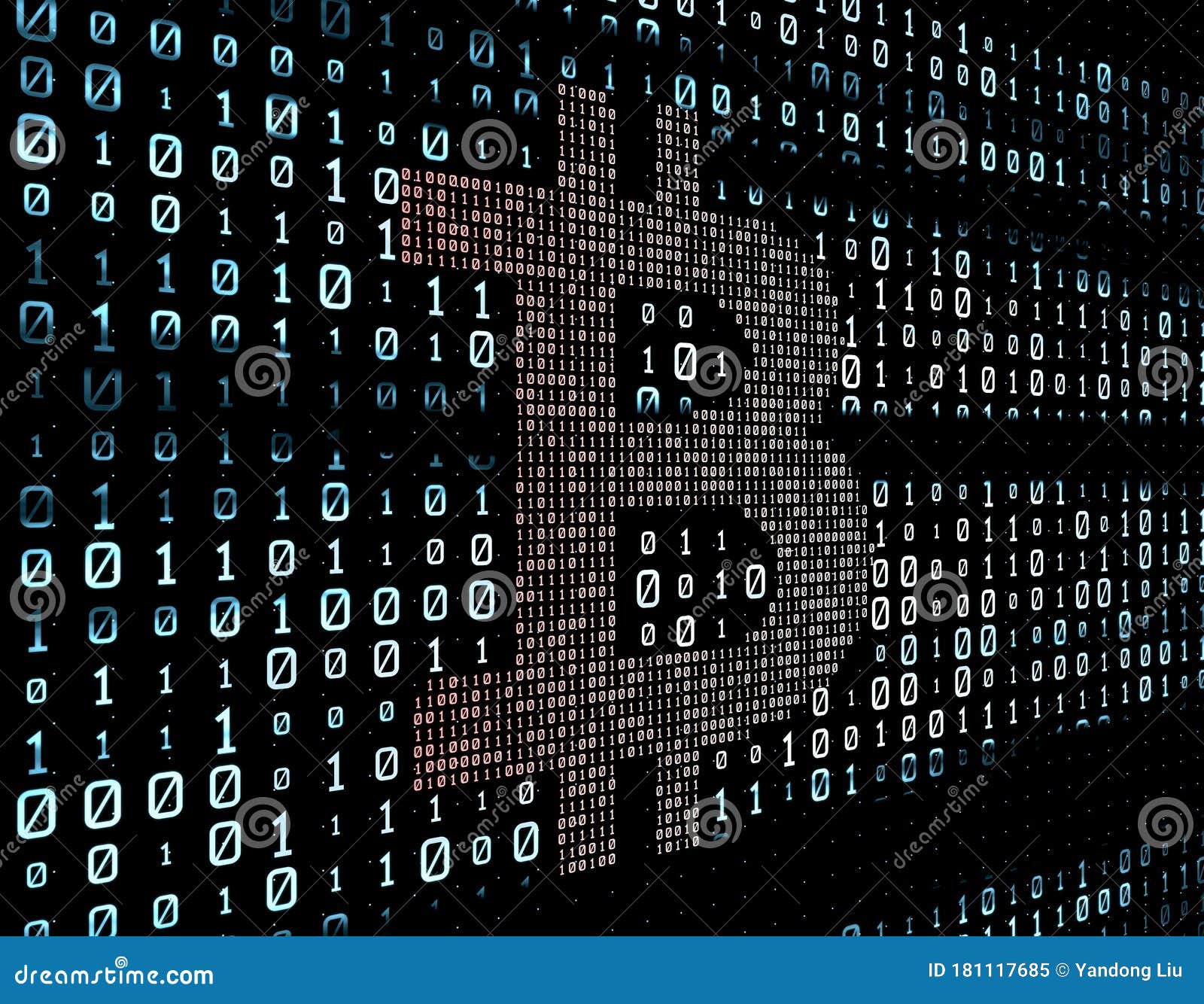 Binary Digital Array, Big Data Transmission and Bitcoin Symbol ...