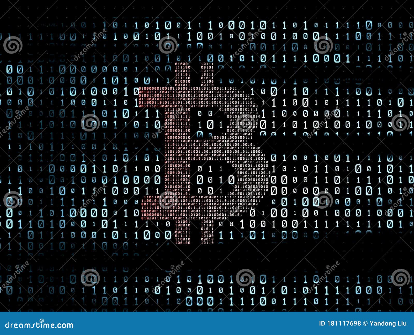 Binary Digital Array Big Data Transmission And Bitcoin Symbol Programming And Intelligent