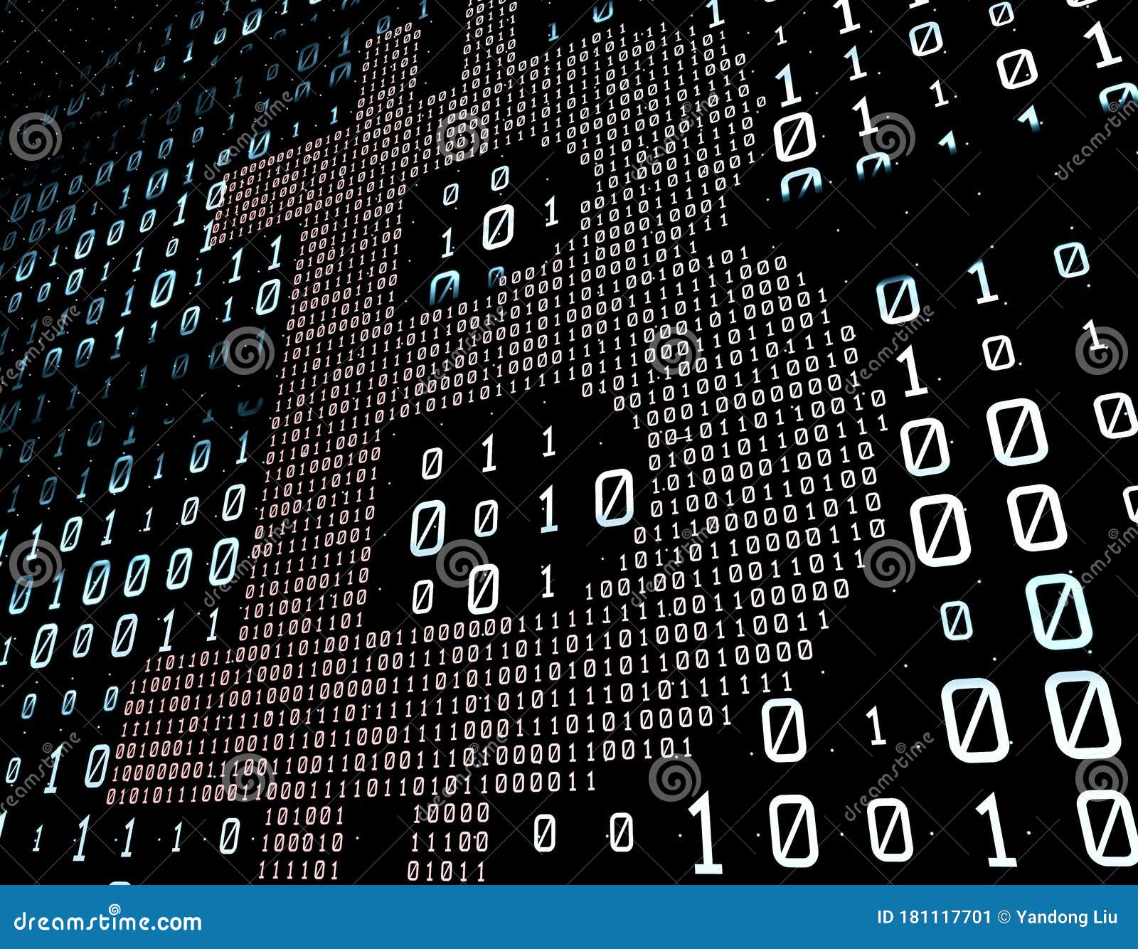 Binary Digital Array, Big Data Transmission and Bitcoin Symbol, Programming and Intelligent ...