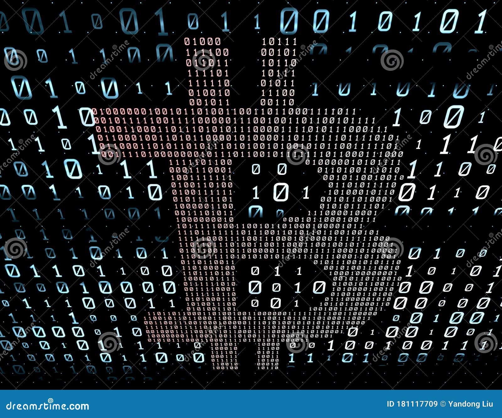 Binary Digital Array, Big Data Transmission and Bitcoin Symbol, Programming and Intelligent ...