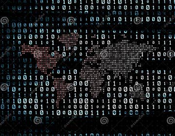 Binary Digital Array, Big Data Transmission and World Map, Programming and Intelligent Network ...