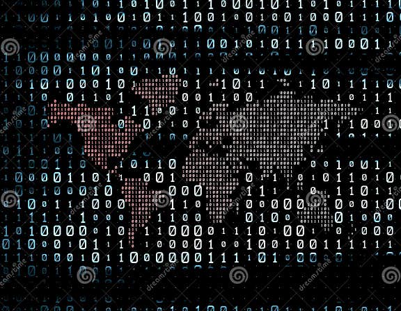 Binary Digital Array, Big Data Transmission and World Map, Programming and Intelligent Network ...
